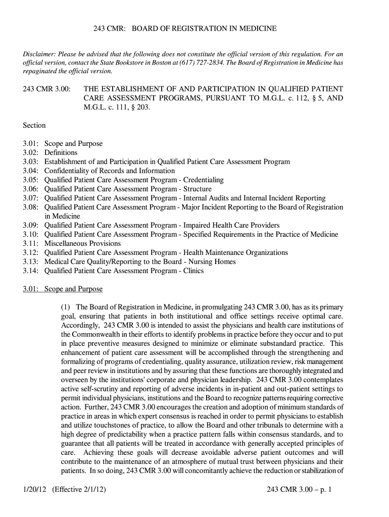 243 CMR: BOARD OF REGISTRATION IN MEDICINE: Fill out & sign online | DocHub