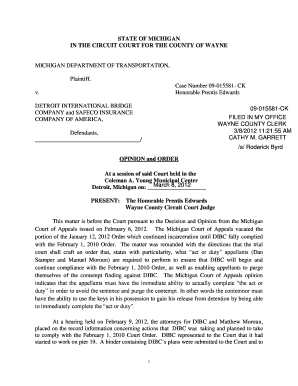 Fillable Online michigan Opinion and Order issued by Judge Edwards ...