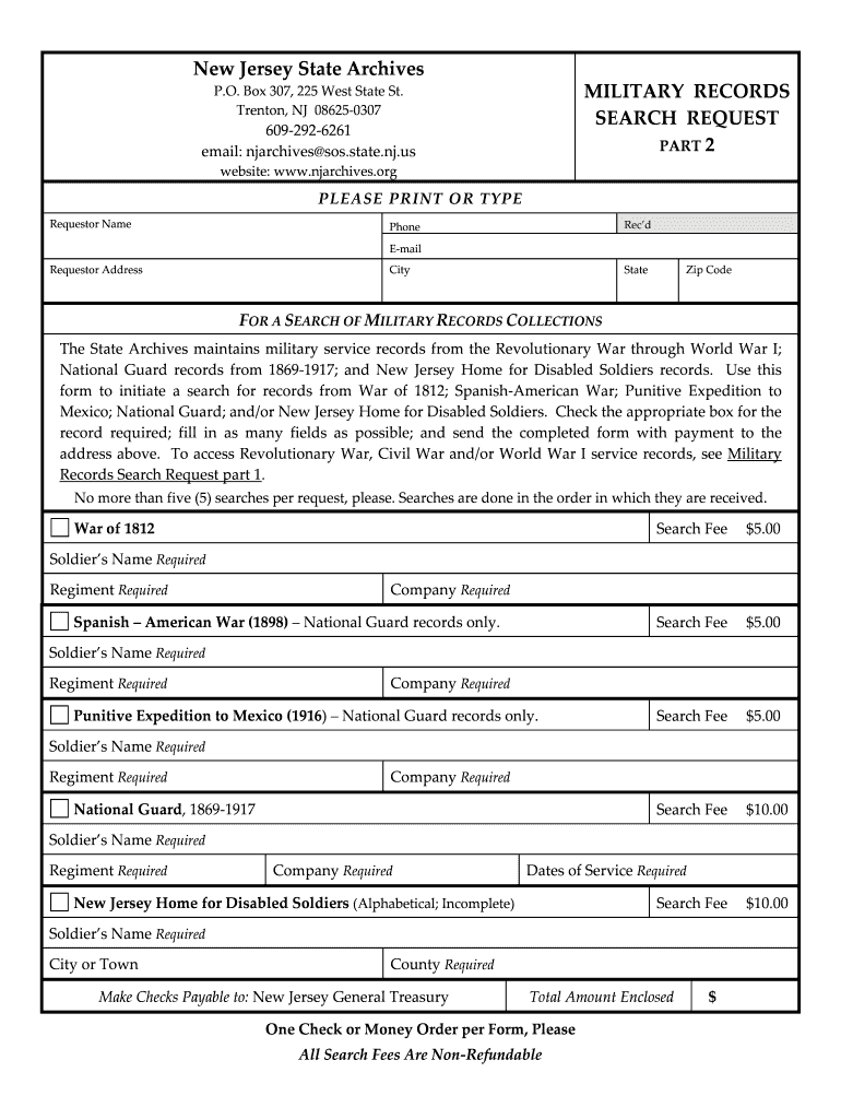 Fillable Online Military Records Search Request Fax Email Print - pdfFiller