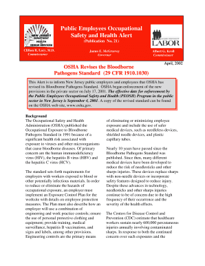 Fillable Online state nj DOH PEOSH Model Plan on Bloodborne Pathogens ...