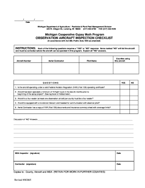 Fillable Online michigan Observation Aircraft Inspection Checklist Form ...