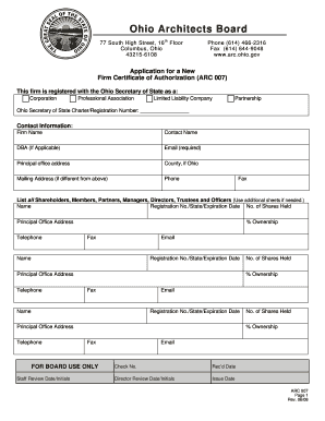 Fillable Online Ohio Board of Examiners of Architects - Ohio Architects ...