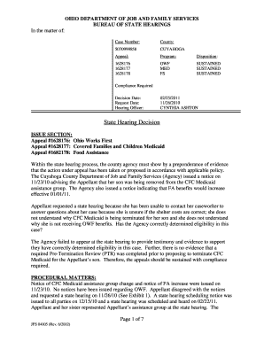 Fillable Online bsh jfs ohio State Hearing Decision - Hearing Decisions ...