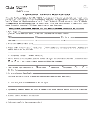 Fillable Online tax ohio Application for License as a Motor Fuel Dealer ...