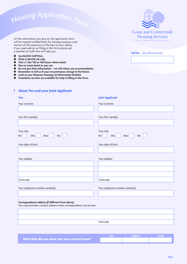 Fillable Online shepway gov Housing General Form 2006 - Shepway District Council - shepway gov ...