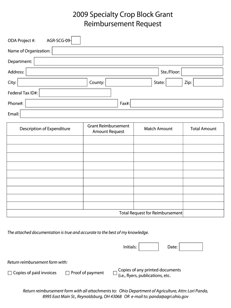 2009 Specialty Crop Block Grant Reimbursement Request - Ohio - agri ...