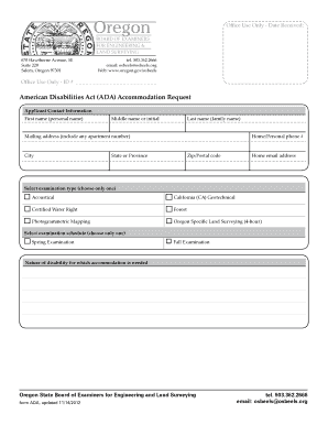 Fillable Online oregon (ADA) Accommodation Request - State of Oregon ...