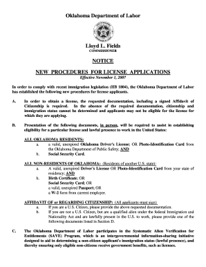 Fillable Online ok New Licensing Procedures and Application Fax Email ...