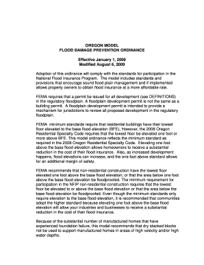 Fillable Online oregon Oregon Model Flood Damage Prevention Ordinance ...