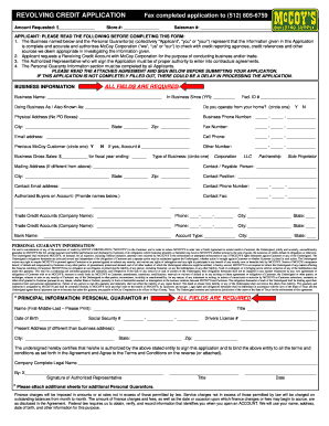 Fillable Online REVOLVING CREDIT APPLICATION Fax Email Print - pdfFiller
