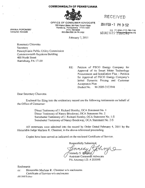 Fillable Online puc pa RECEIVED - Pennsylvania Public Utility ...