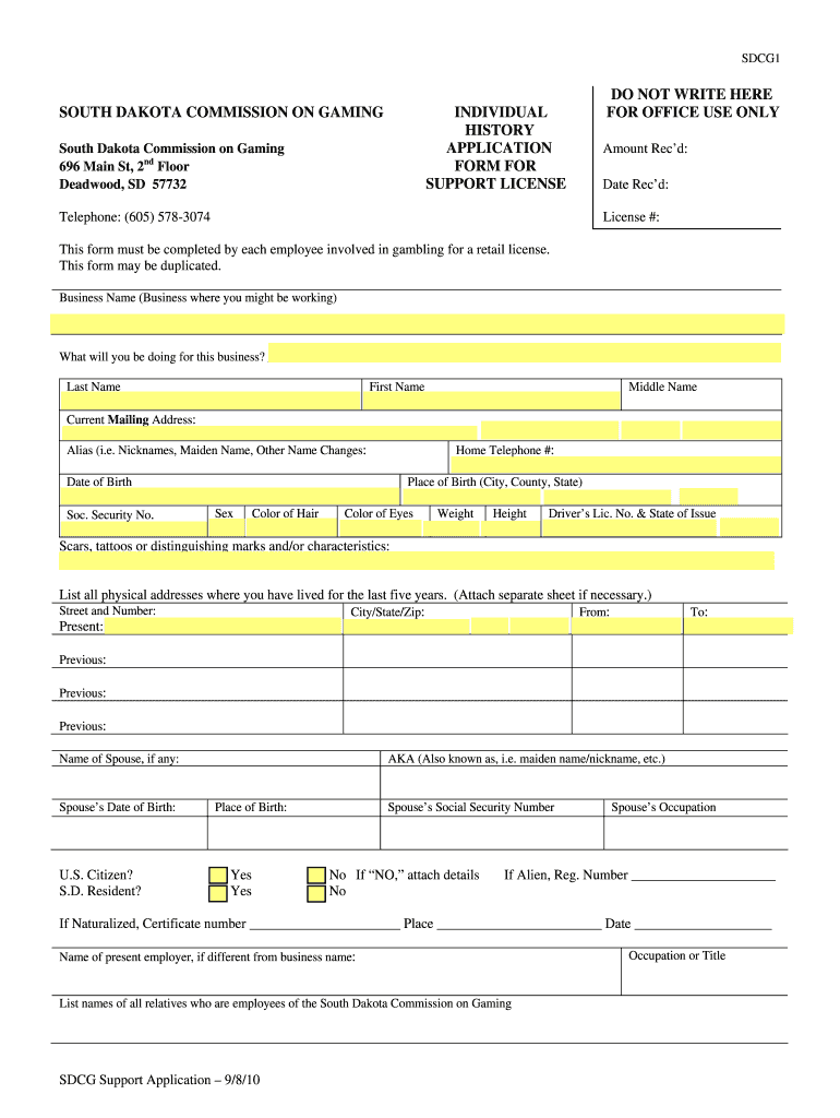 Fillable Online SDCG Support Application Fax Email Print - pdfFiller