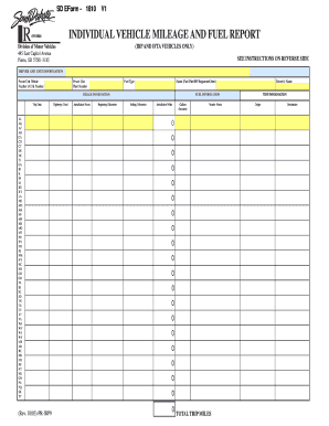 Individual Vehicle Mileage And Fuel Report - State Sd - Fill and Sign ...