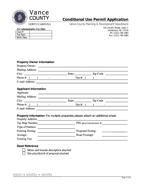 Fillable Online vancecounty Conditional Use Permit - Vance County ...