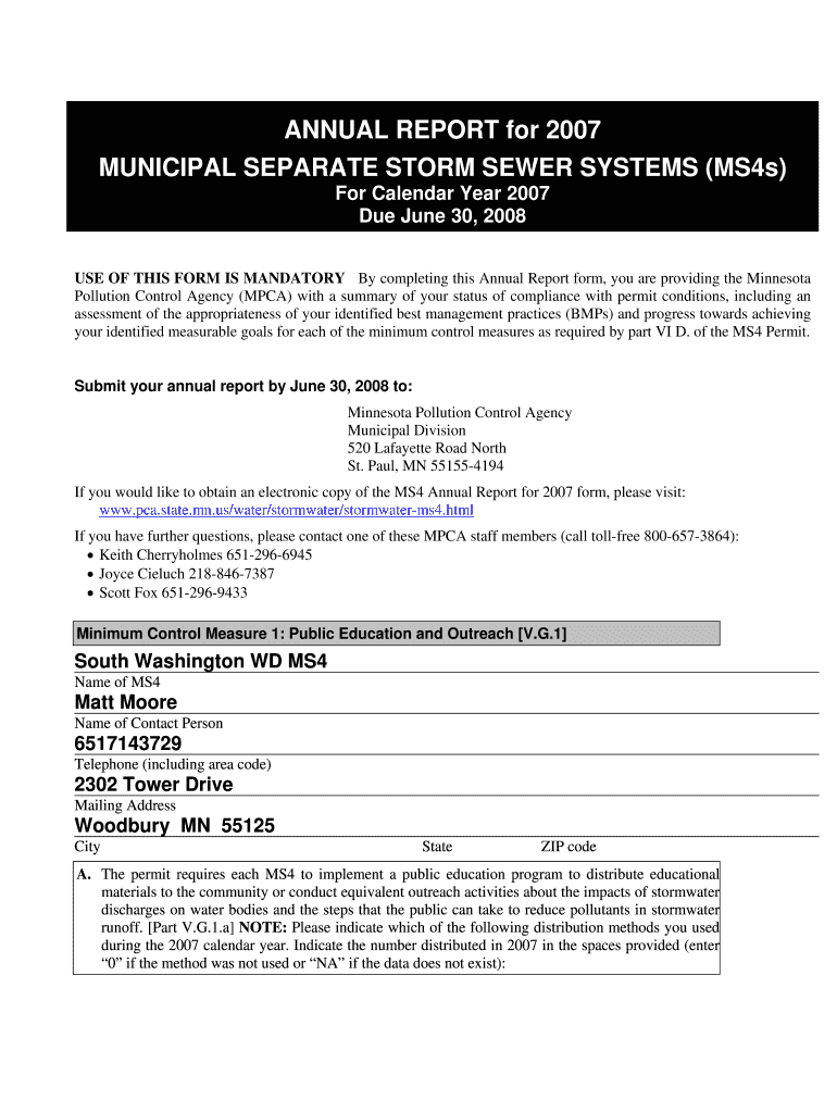 Fillable Online Municipal Separate Storm Sewer Systems (MS4s) Fax Email ...