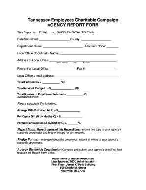 TECC Agency Report Form - Tennessee - Tn - Fill and Sign Printable ...