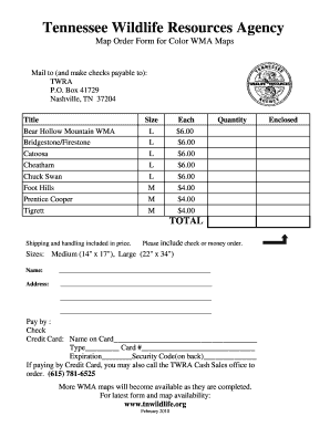Fillable Online tn Order Form for Color WMA Maps - Tennessee - tn Fax ...
