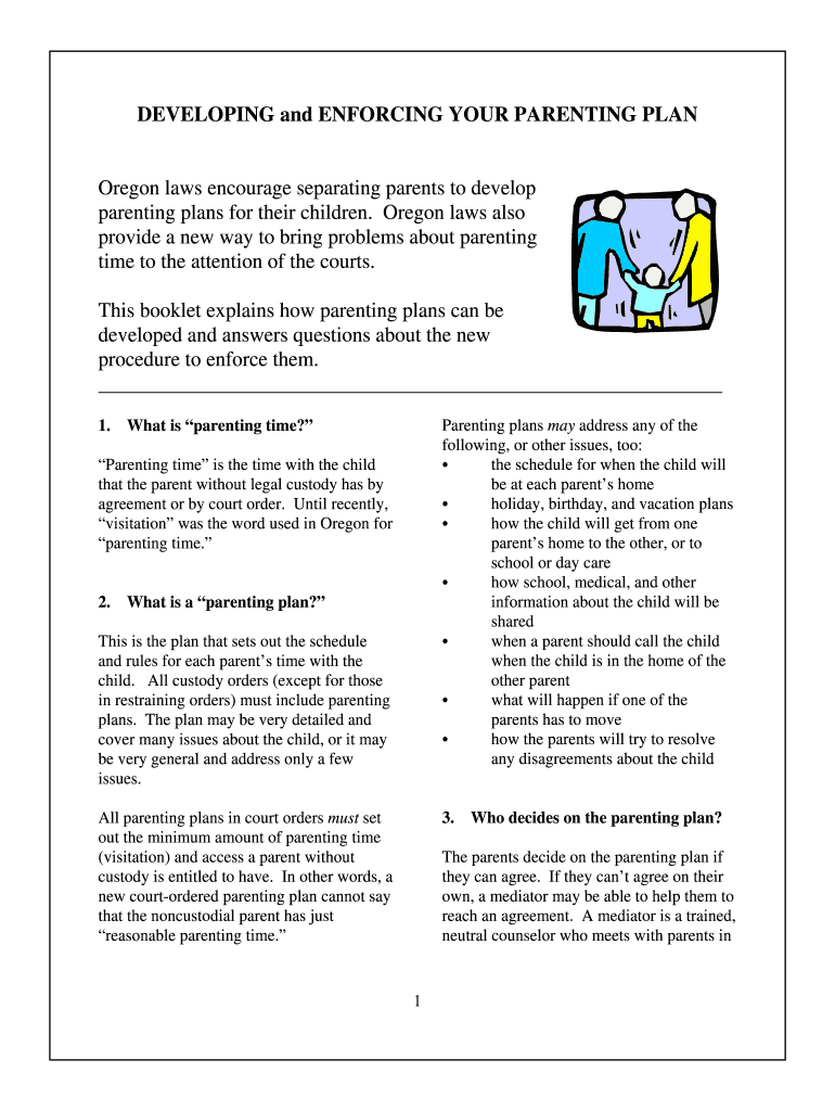 Fillable Online Developing and Enforcing Your Parenting Plan Fax Email ...