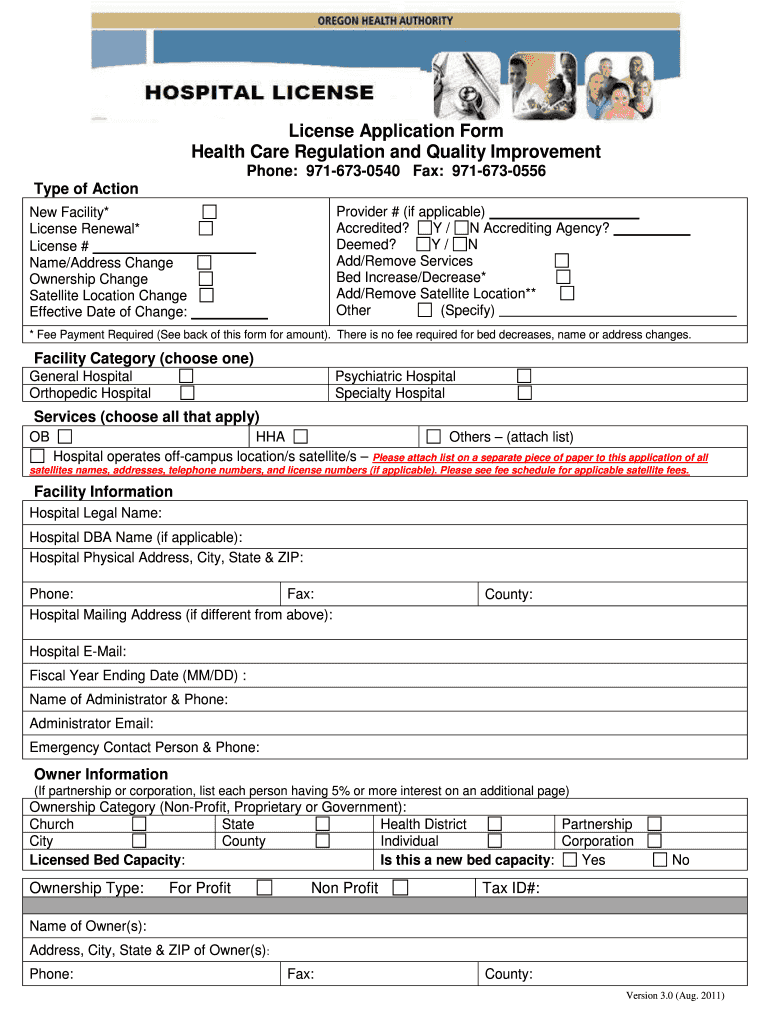 Fillable Online Health Care Regulation and Quality Improvement License ...