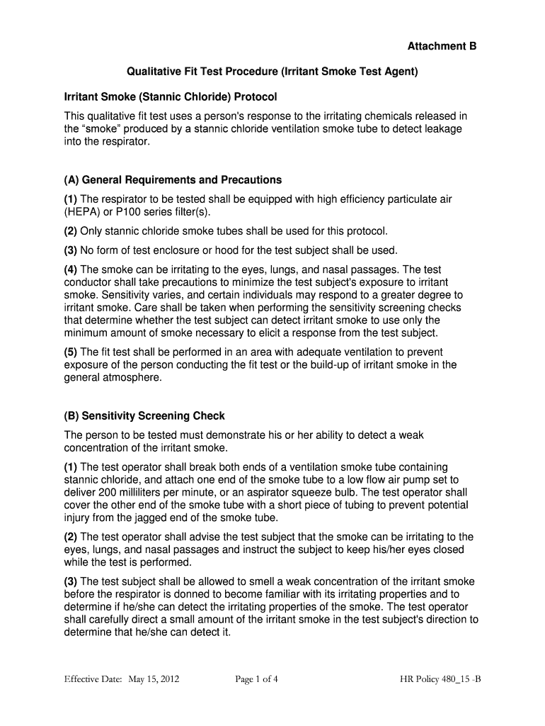 Fillable Online Qualitative Fit Test Procedure (Irritant Smoke Test ...