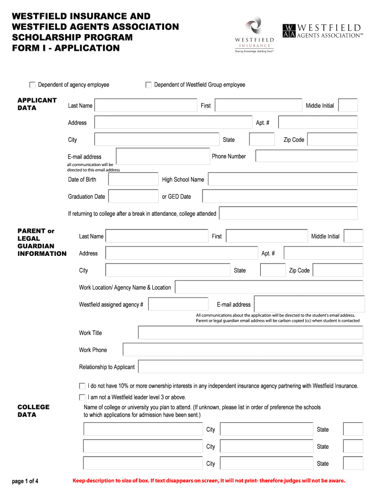 Fillable Online Westfield Insurance and Westfield Agents Association ...