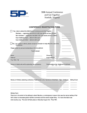 Fillable Online 5p society conference form Fax Email Print - pdfFiller