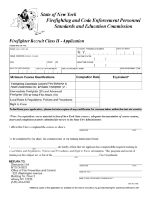 Fillable Online dhses ny Firefighter Recruit II Application - New York ...