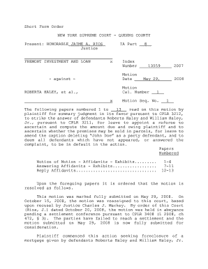 Fillable Online courts state ny Present HONORABLE JAIME A - courts ...