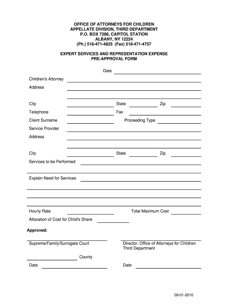 Fillable Online Expert Services and Representation Expense Pre-Approval ...