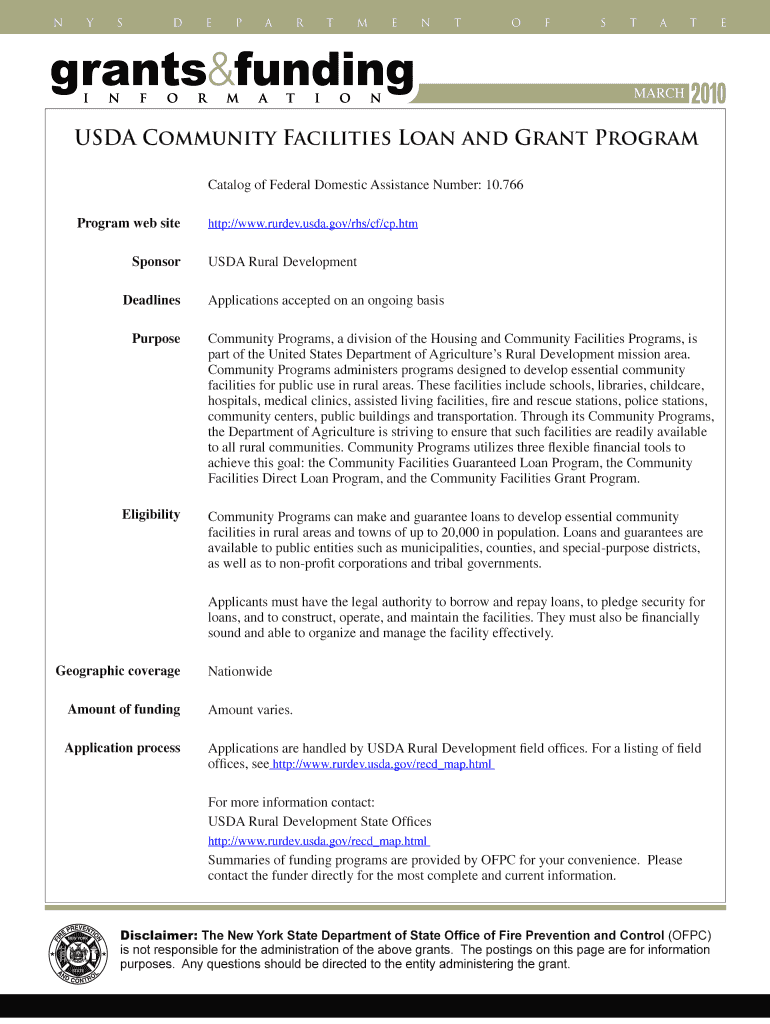 USDA Community Facilities Loan And Grant - New York State: Fill out ...