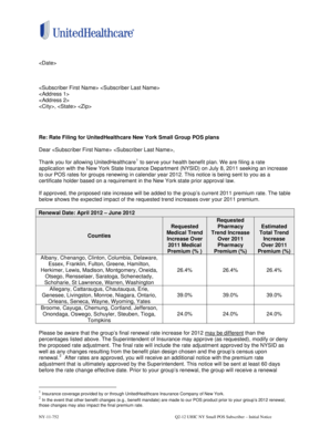 Fillable Online Re Rate Filing for UnitedHealthcare New York Small ...