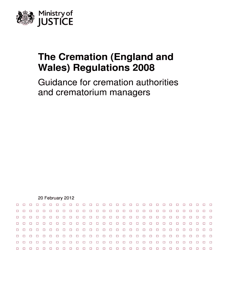 Fillable Online justice gov Guidance for cremation authorities and ... - Ministry of Justice ...