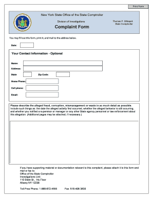 Fillable Online osc state ny Printable Complaint Form - Office of the ...