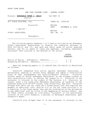 Fillable Online courts state ny 1 SHORT FORM ORDER NEW YORK SUPREME ...