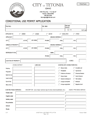 Fillable Online Conditional Use Permit - City of Tetonia Fax Email ...