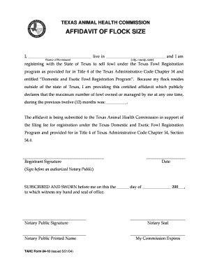 Fillable Online Download the Affidavit of Flock Size form - Texas ...