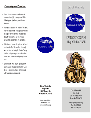 Fillable Online wentzvillemo Liquor License Application - The City of ...
