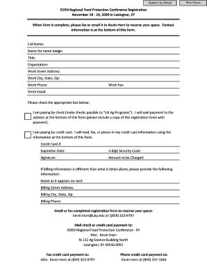 Fillable Online EDEN Regional Food Protection Conference Registration ... Fax Email Print ...
