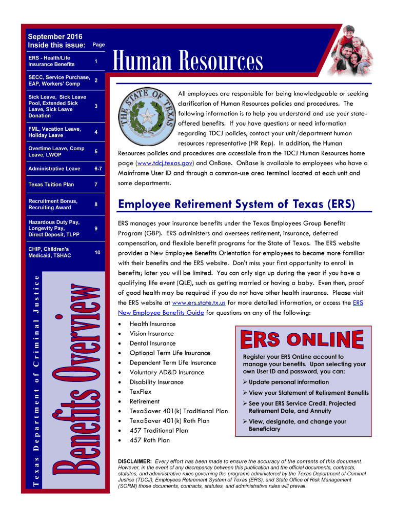 Fillable Online TDCJ Benefits Overview Fax Email Print - pdfFiller