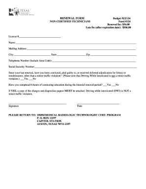Fillable Online dshs state tx Non-Certified Technician (NCT) Renewal ...