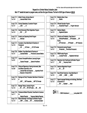 Request For A Criminal History Evaluation Letter Mark - Texas ...
