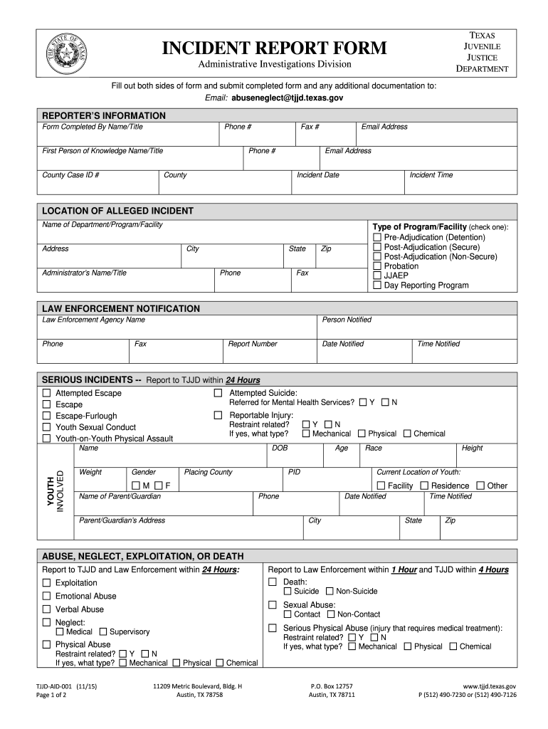 2012 Form TX TJJD-AID-001 Fill Online, Printable, Fillable, Blank ...