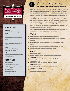 Fillable Online glo texas Lesson Plan - The Saga of Sam McCulloch ...