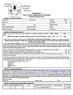 Fillable Online Tdap Consent Form - Chardon Local Schools Fax Email ...