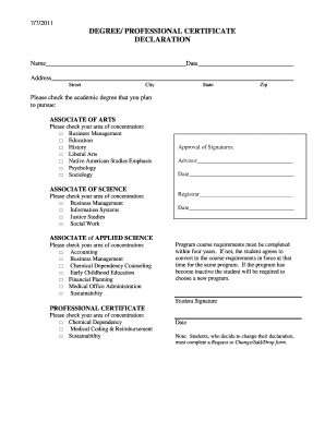 Fillable Online Degree certificate declaration - Kilian Community ...