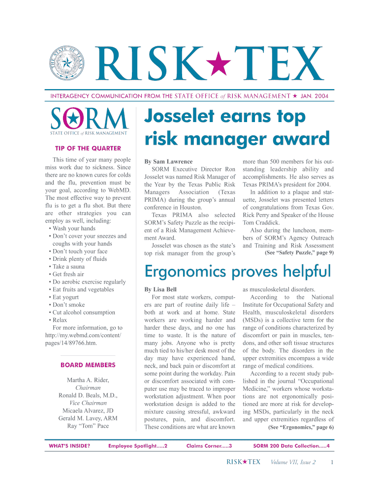 Fillable Online INTERAGENCY COMMUNICATION FROM THE STATE OFFICE of RISK ...