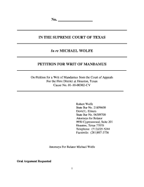 Fillable Online supreme courts state tx Petition for Writ of Mandamus Tx Supreme Ct.doc ...