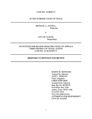 Fillable Online supreme courts state tx 10-0808-CV IN THE SUPREME COURT ...