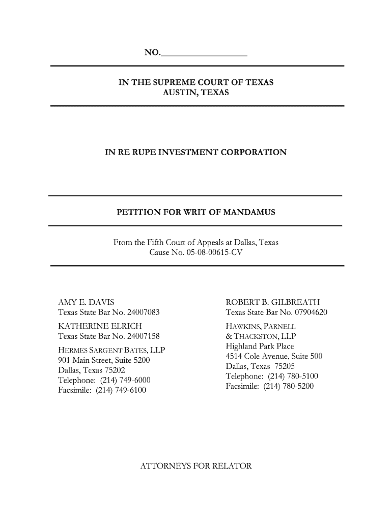 Fillable Online Petition for Writ of Mandamus Fax Email Print - pdfFiller