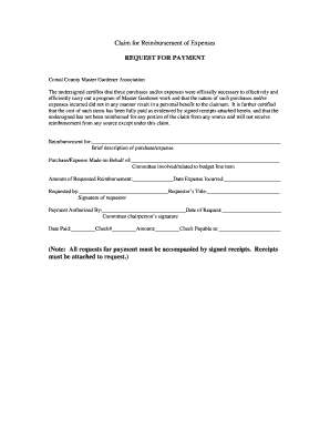 Fillable Online comal agrilife Claim for Reimbursement of Expenses ...